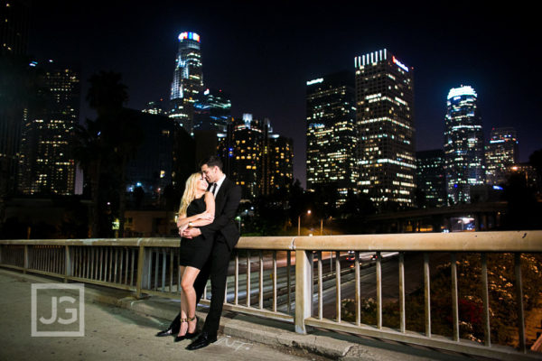 Downtown Los Angeles Engagement Photography at Night | Allison & Matt